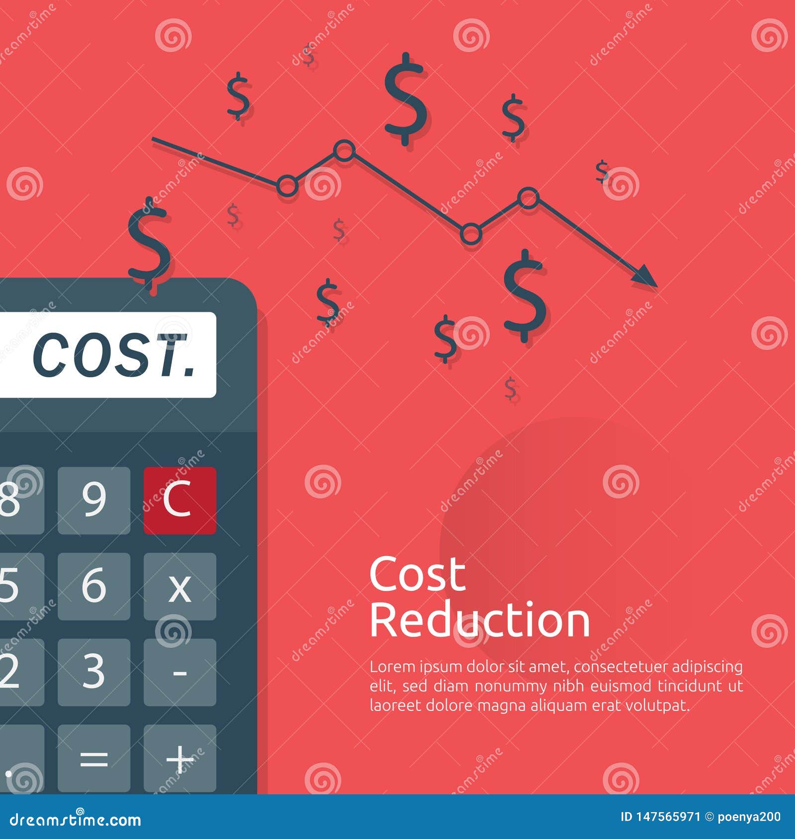 Business Finance Crisis Concept. Cost Reduction Management. Arrow Line Decrease Money Graph Fall ...