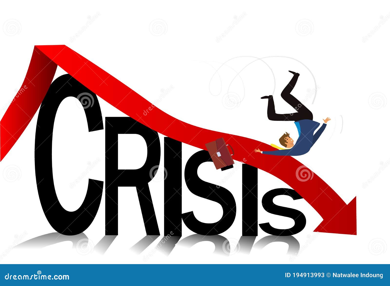 Business Finance Crisis Concept with Business Man Character. Money Fall Down with Arrow Decrease ...