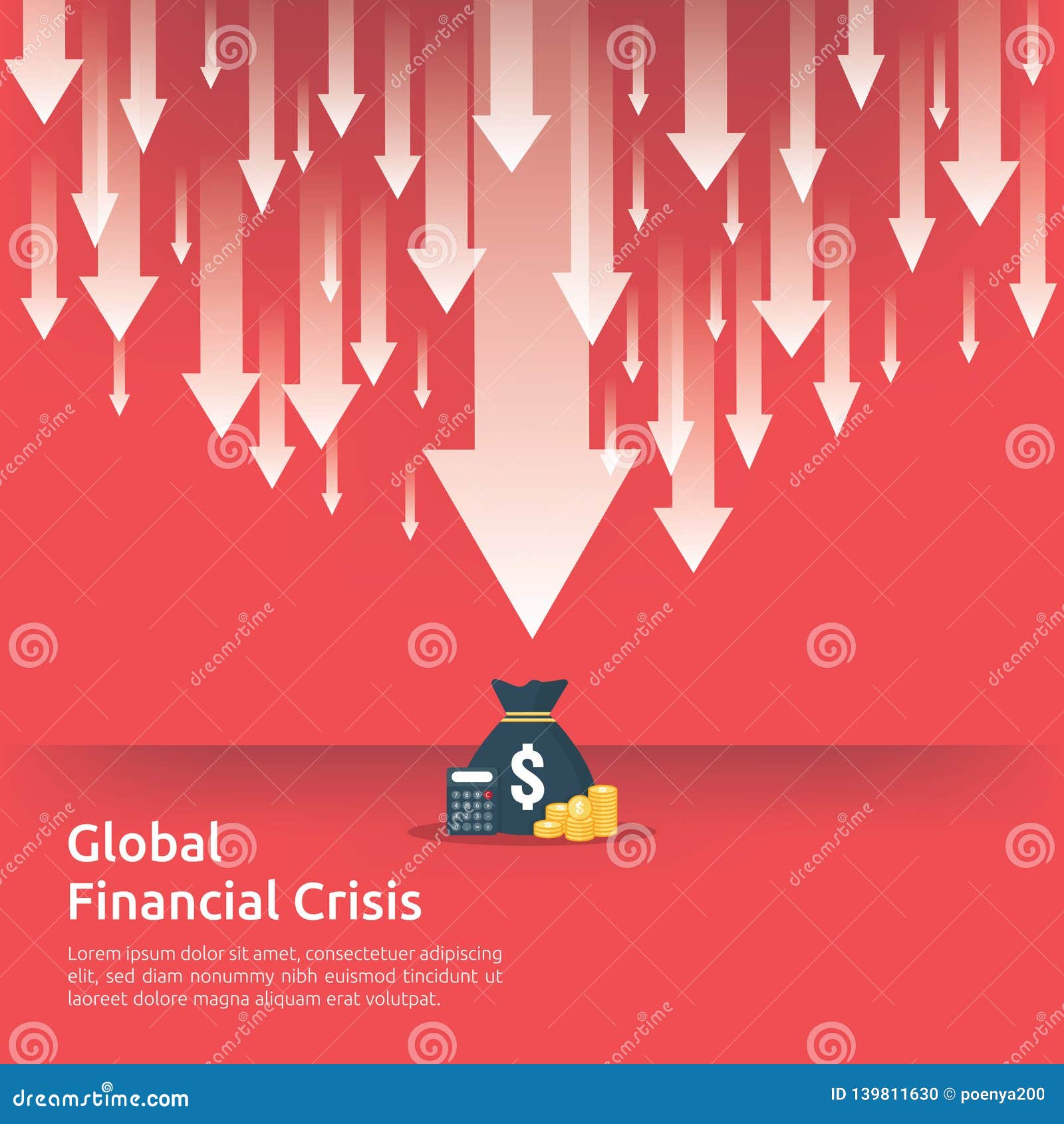 Arrow Decrease Icon Symbol. Economy Stretching Rising Drop Fall Down. Business Lost Crisis ...