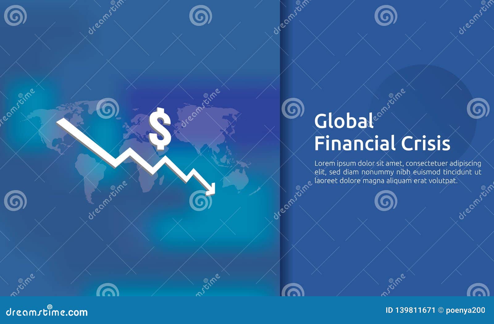Business Finance Crisis Concept. Money Fall Down with Arrow Decrease ...