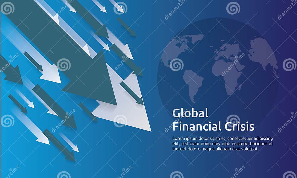 Business Finance Crisis Concept. Money Fall Down with Arrow Decrease ...