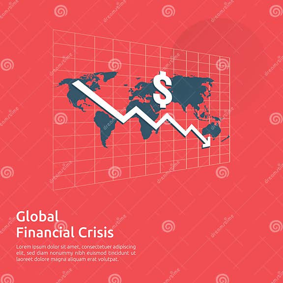 Business Finance Crisis Concept. Money Fall Down with Arrow Decrease ...