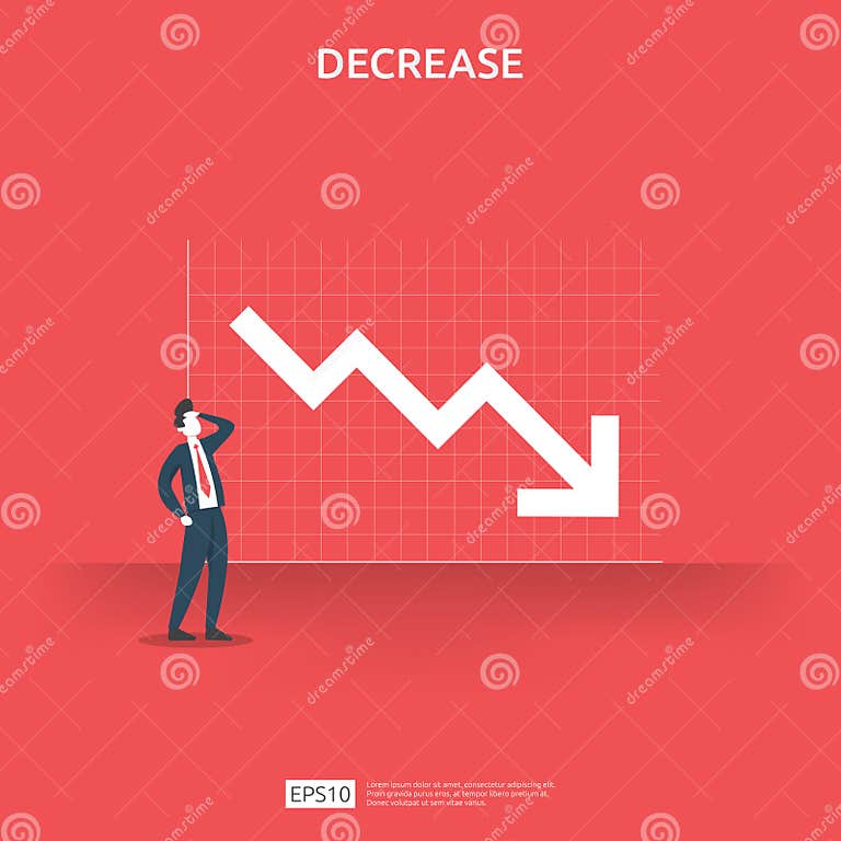 Business Finance Crisis Concept. Money Fall Down Symbol. Arrow Decrease ...