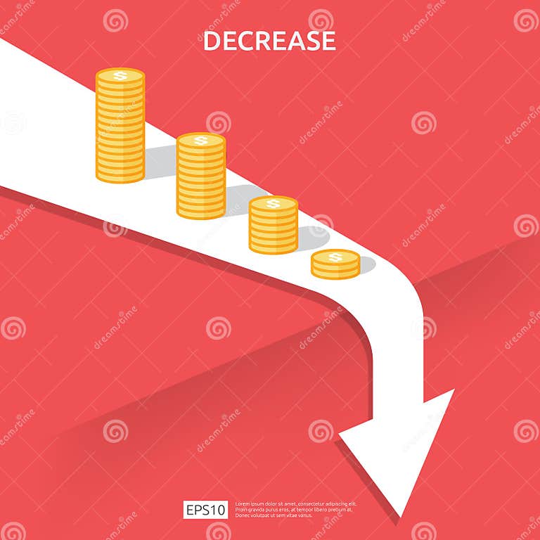Business Finance Crisis Concept. Money Fall Down Symbol. Arrow Decrease ...