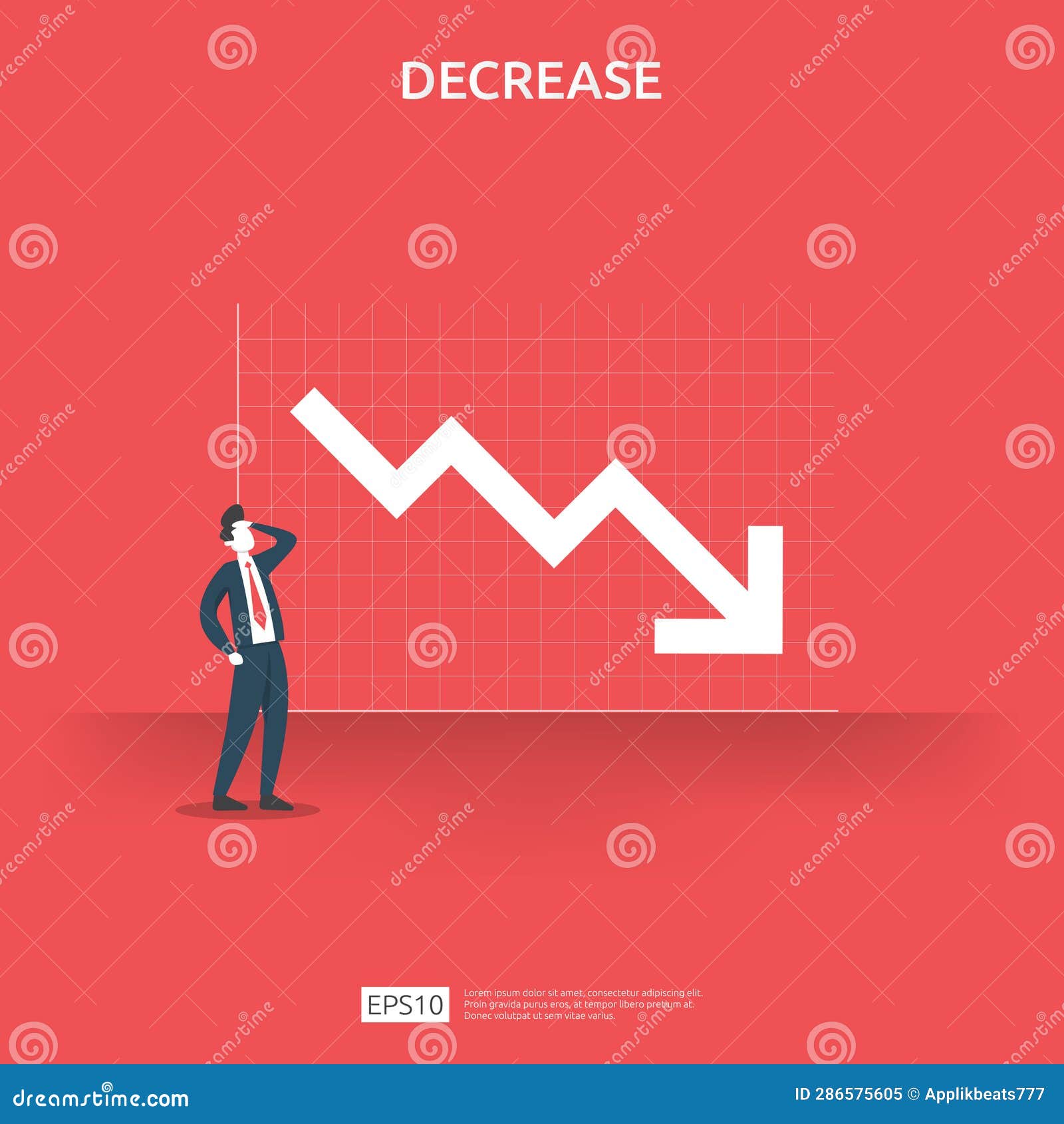 Business Finance Crisis Concept. Money Fall Down Symbol. Arrow Decrease ...