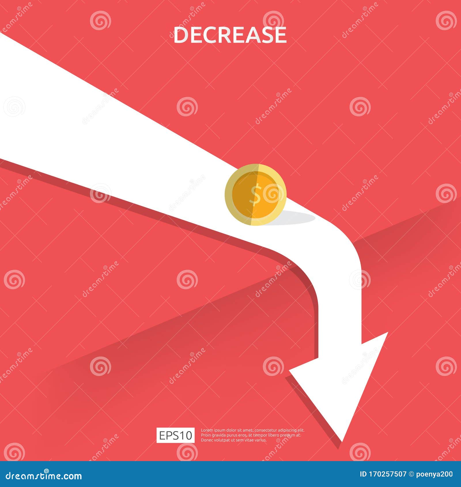 Business Finance Crisis Concept. Money Fall Down Symbol. Arrow Decrease Economy Stretching ...