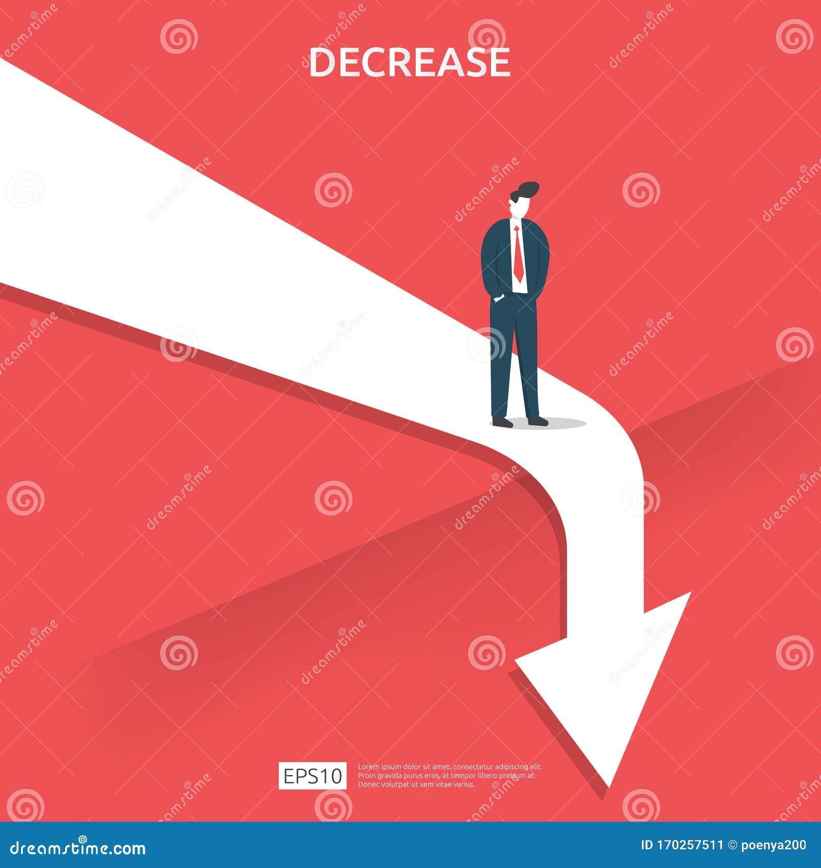 Business Finance Crisis Concept. Money Fall Down Symbol. Arrow Decrease ...