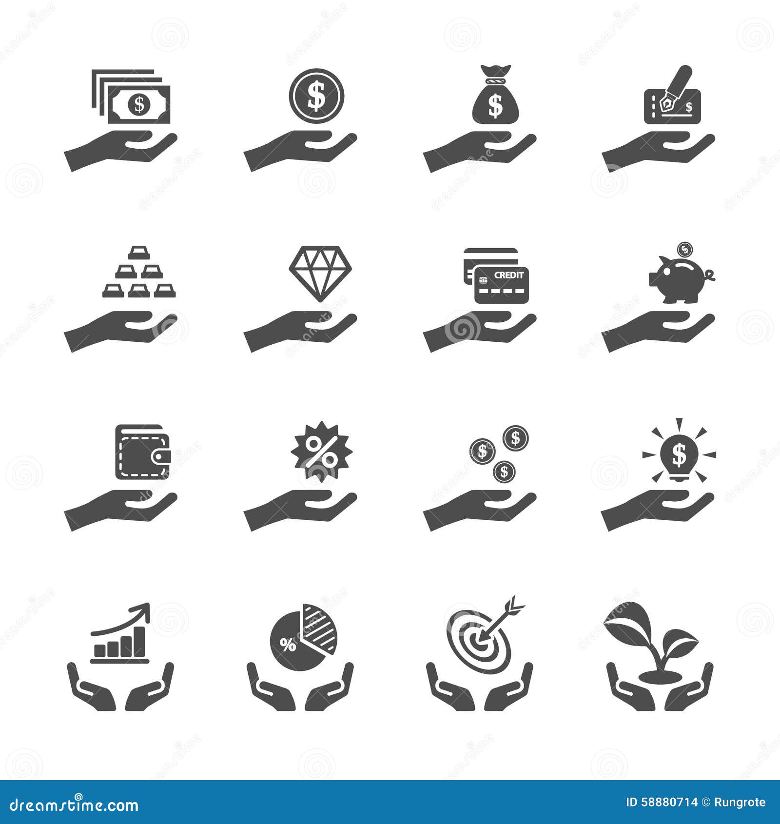 Business and Finance Hand Icon Set, Vector Eps10 Stock Vector ...