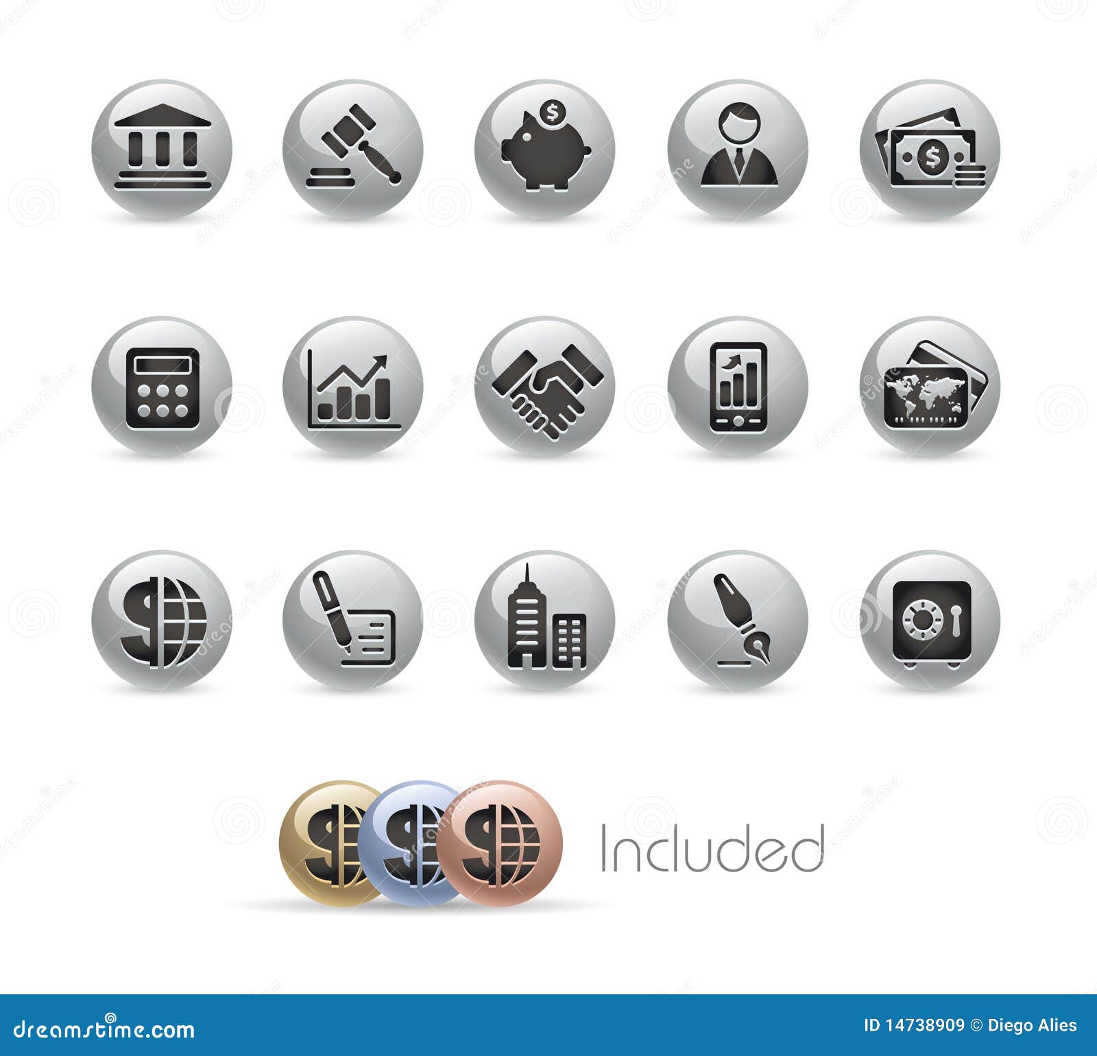Business & Finance // Metal Button Series Stock Vector - Illustration ...