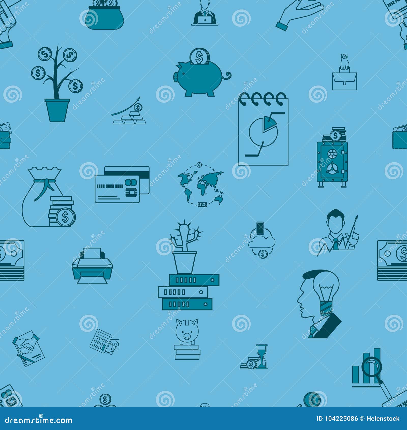 Business and Finance Seamless Pattern Stock Vector - Illustration of ...