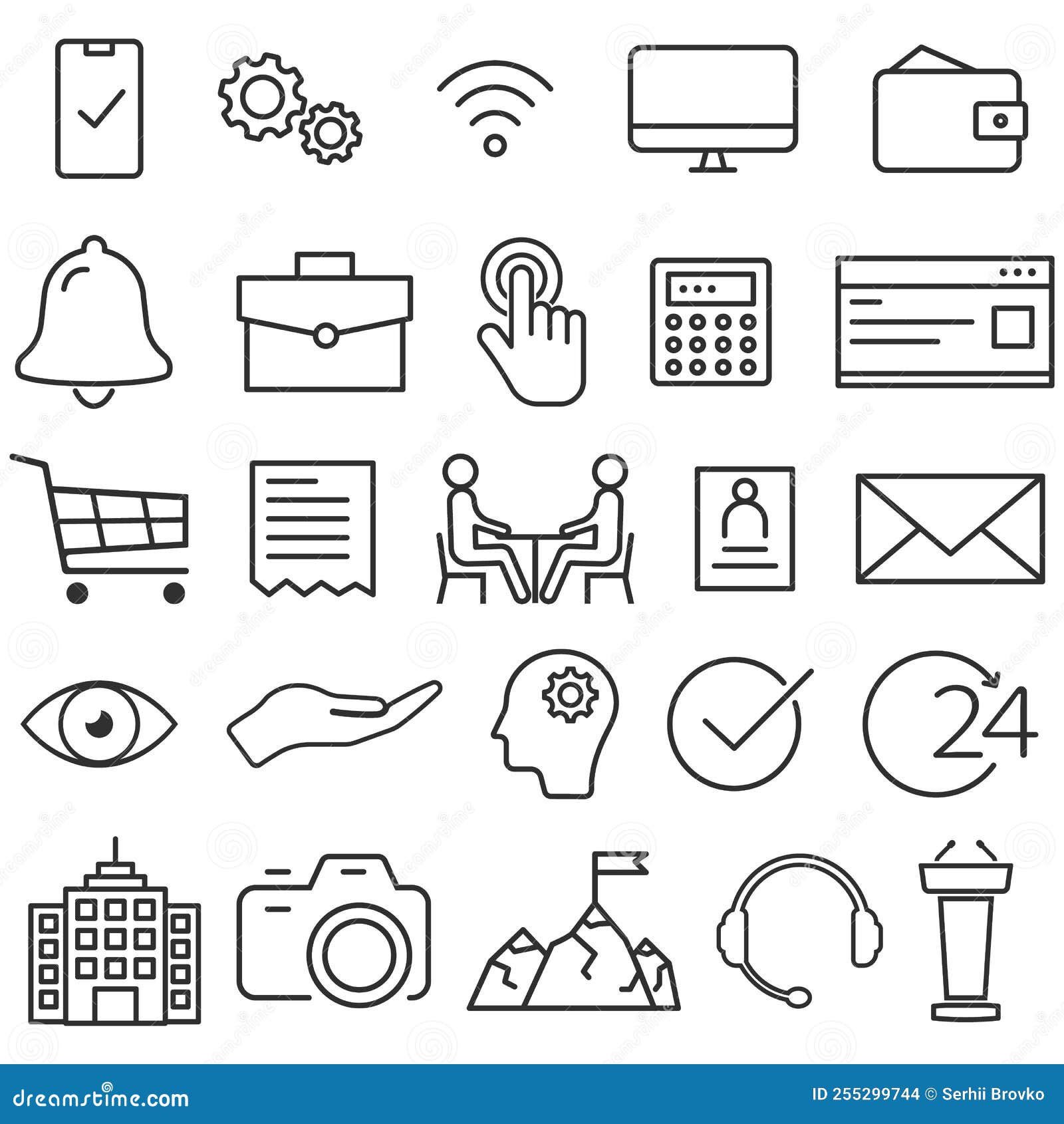 Business and Finance Web Icon Set. Outline Icon Collection Stock Vector ...