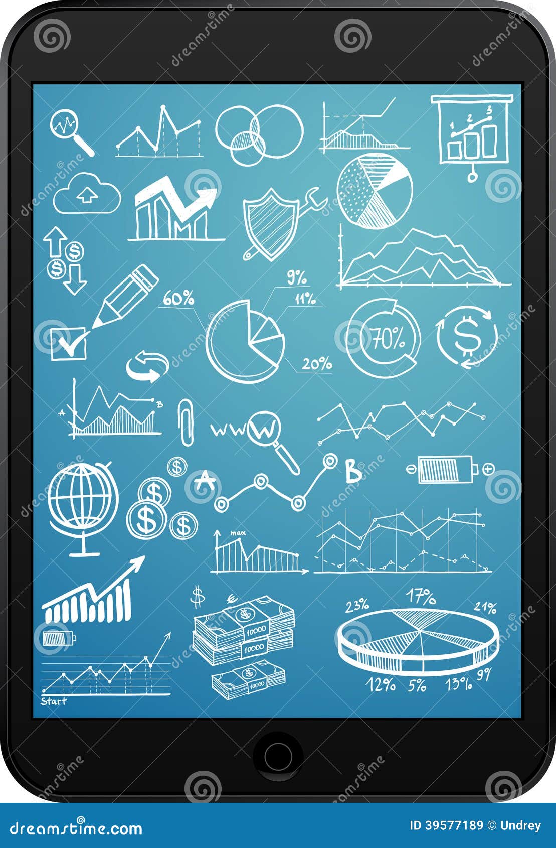 Business Financial Analysis Data (hand Drawn Doodle Elements) on a ...