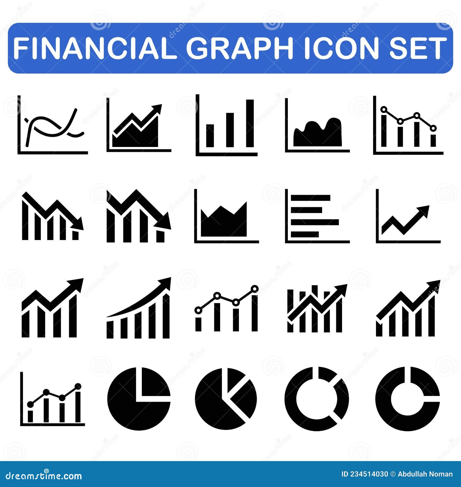 Business and Financial Graph Icon Set Stock Vector - Illustration of ...
