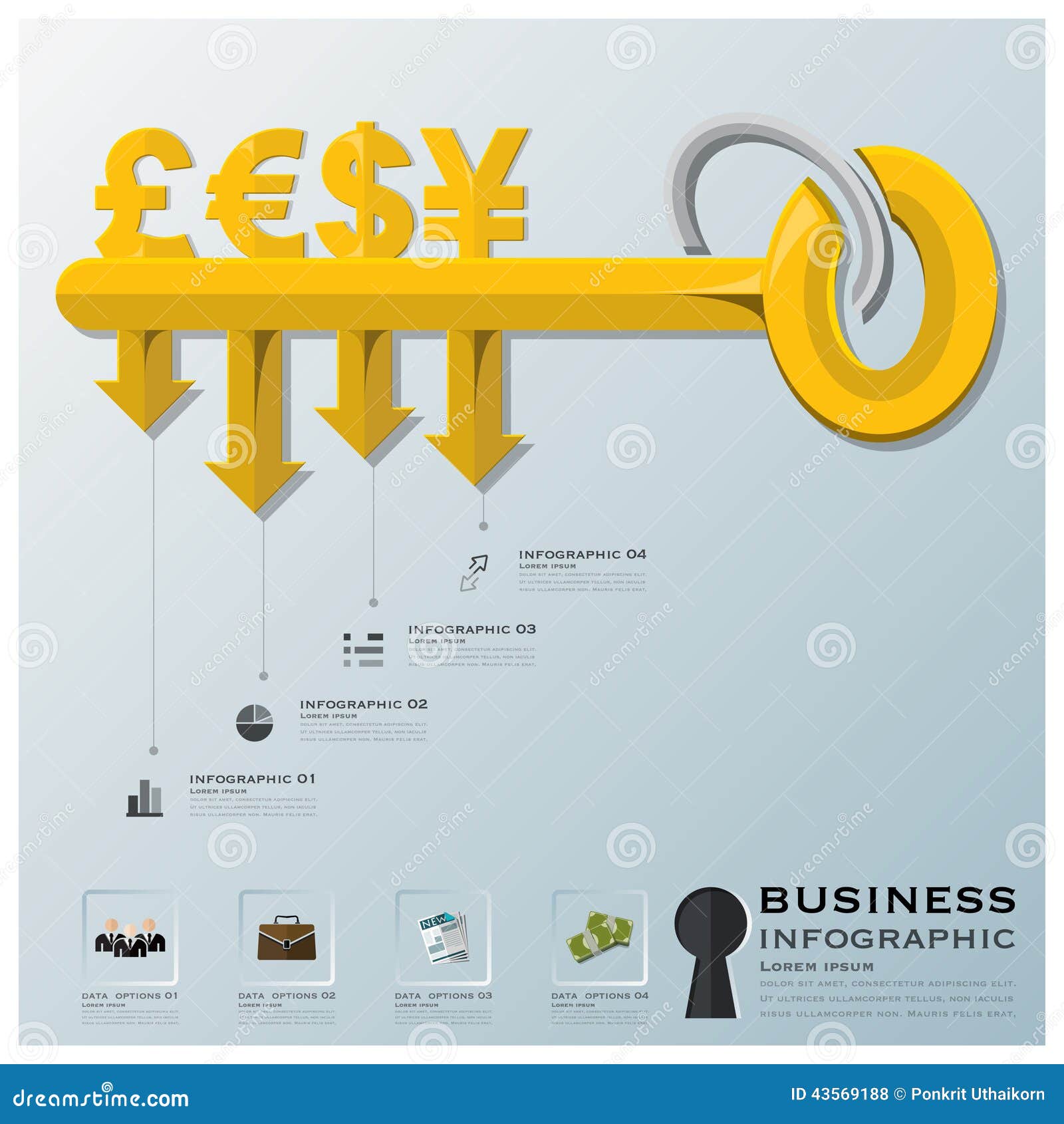 Business and Financial with Key Shape Infographic Stock Vector ...