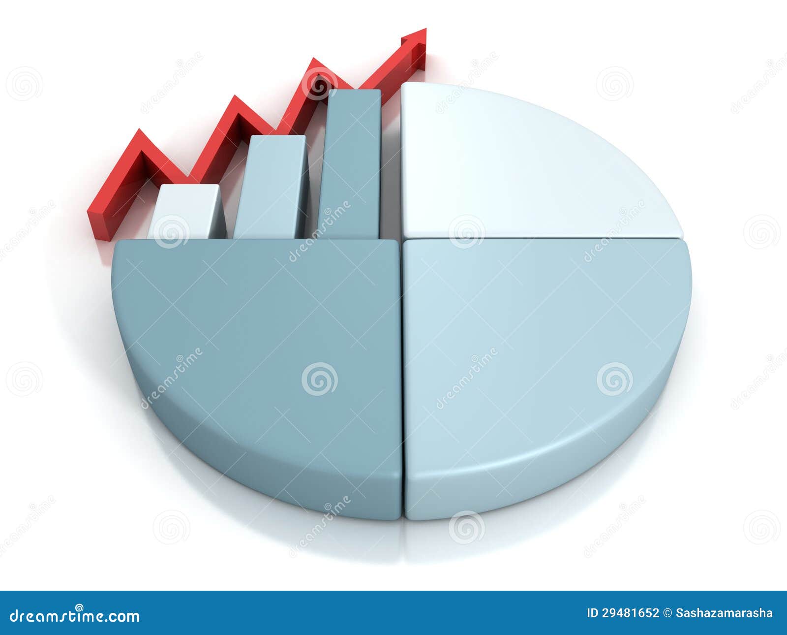 Business Financial Pie and Bar Graph and Arrow Stock Illustration ...