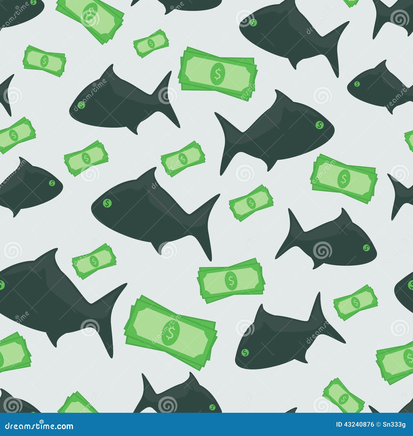 Business Fish with Money Seamless Pattern Stock Vector - Illustration ...