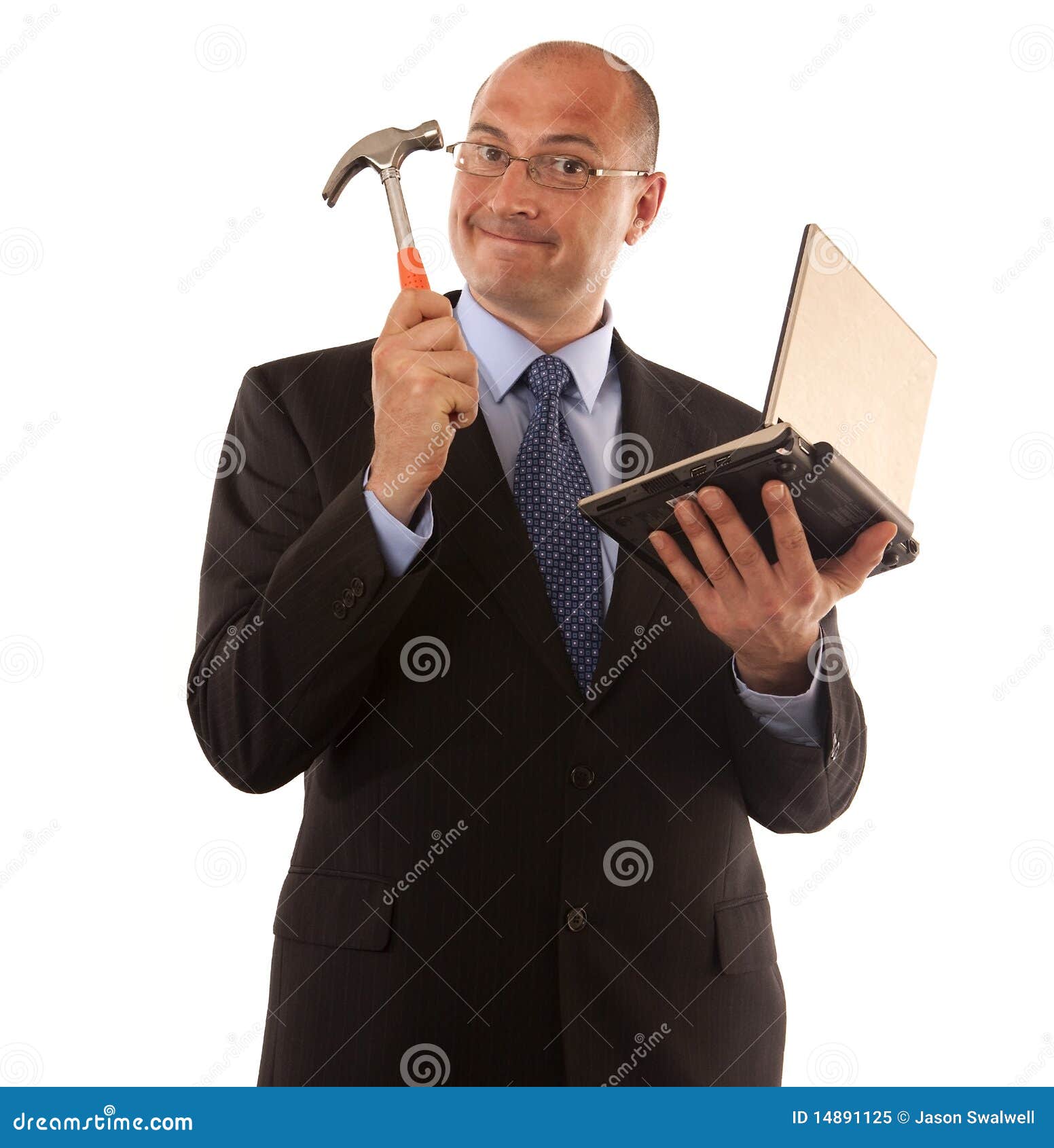 Business Fixing Computer the Old Way Stock Image - Image of break ...