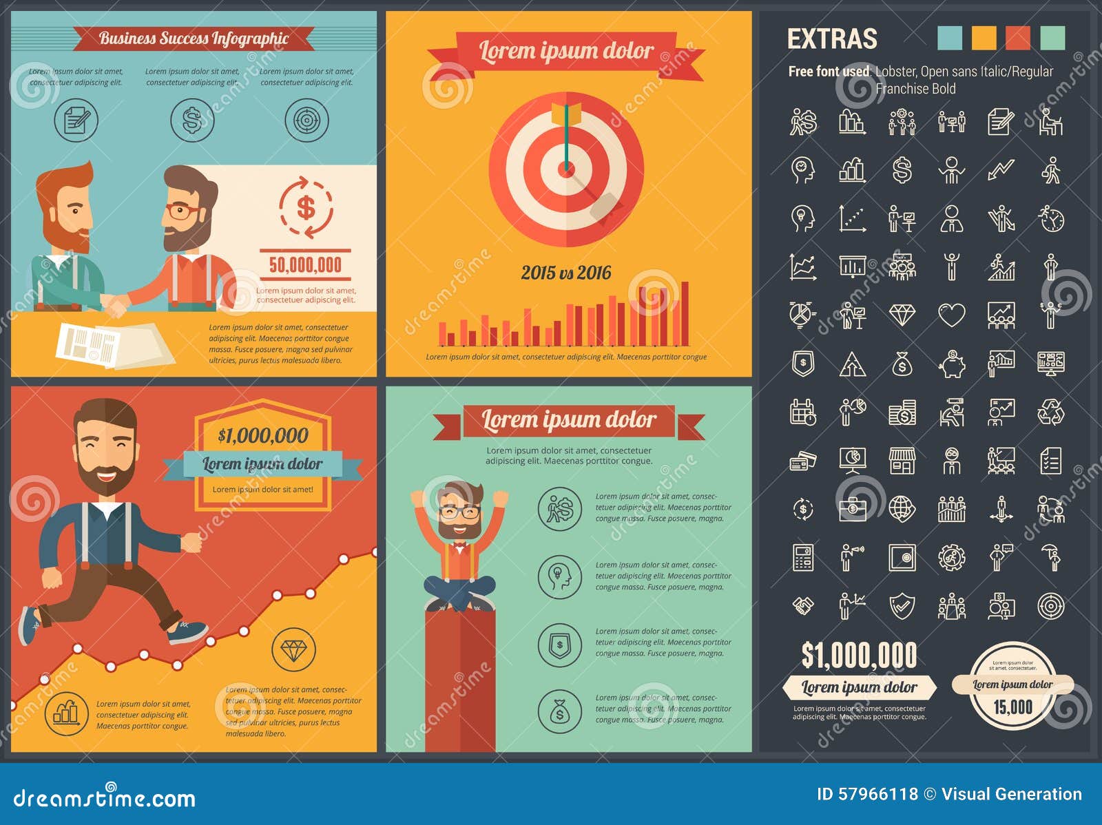 Business Flat Design Infographic Template Stock Vector - Illustration ...