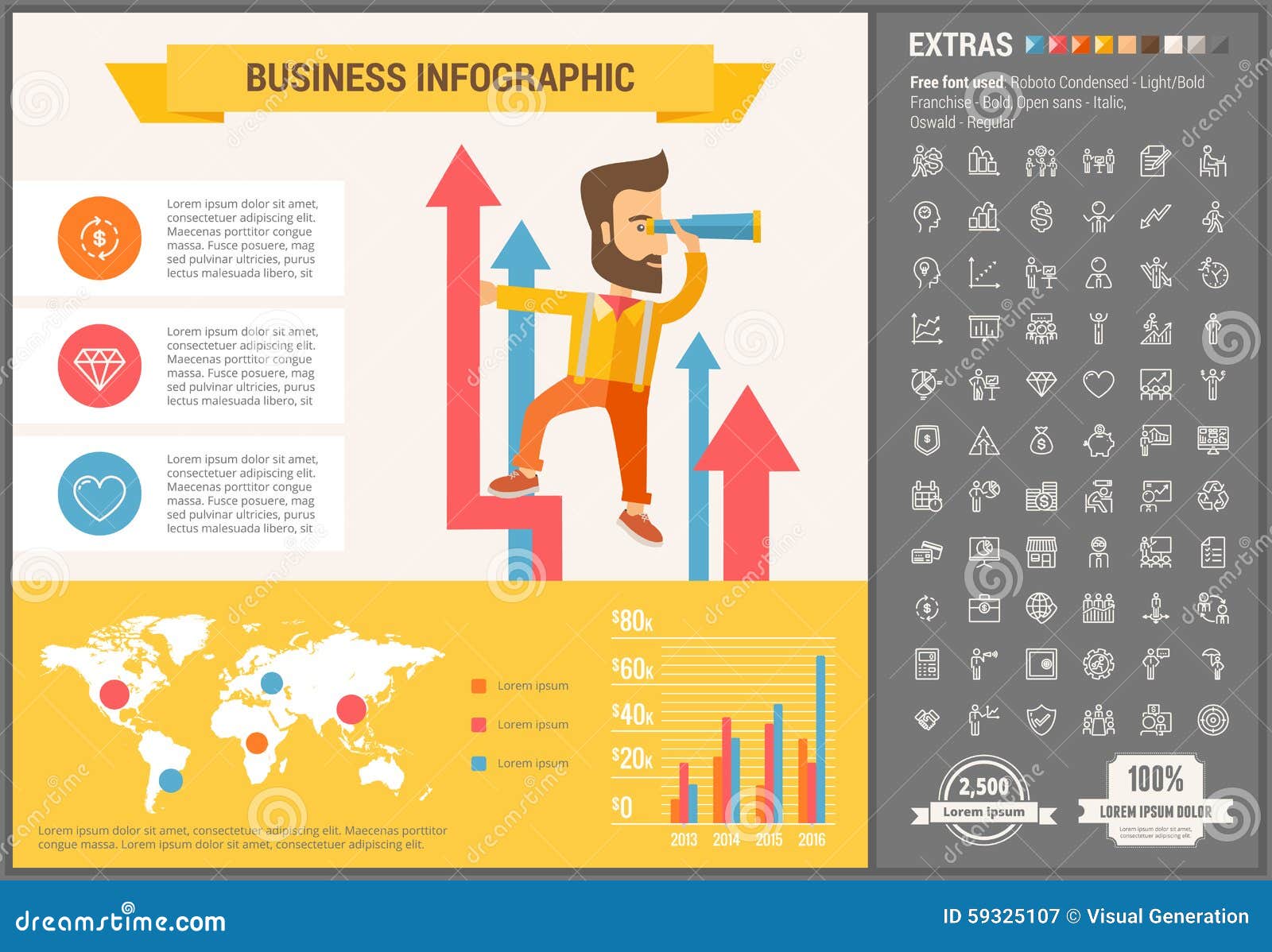 Business Flat Design Infographic Template Stock Vector - Illustration ...