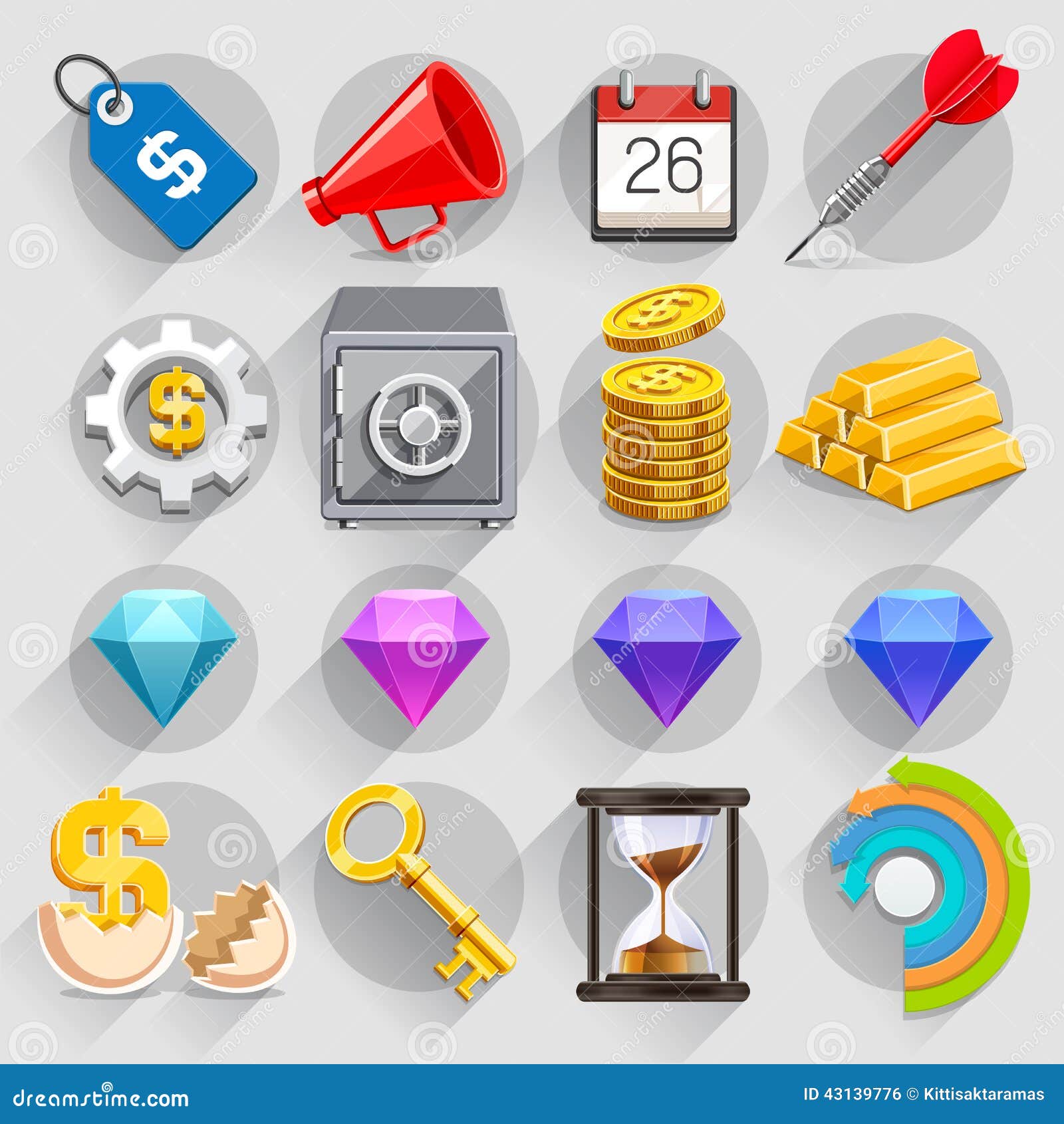 Business Flat Icons Color Set. Stock Vector - Illustration of concept ...