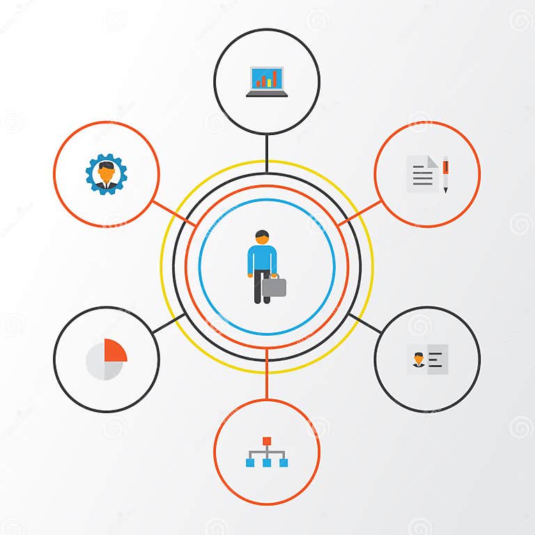 Business Flat Icons Set. Collection of Hierarchy, Developer ...