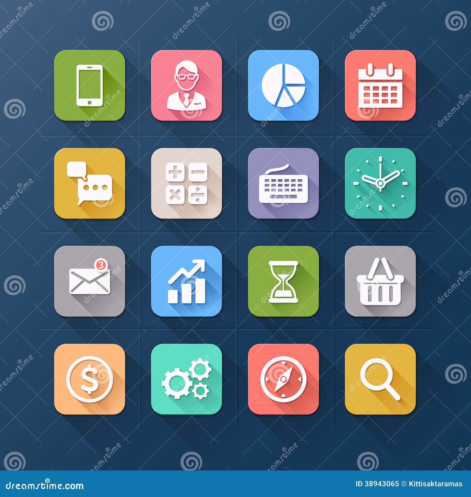 Business flat icons. stock vector. Illustration of clock - 38943065