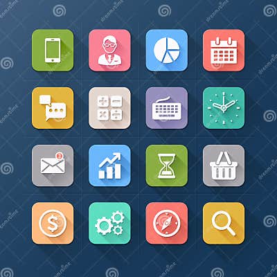 Business flat icons. stock vector. Illustration of clock - 38943065