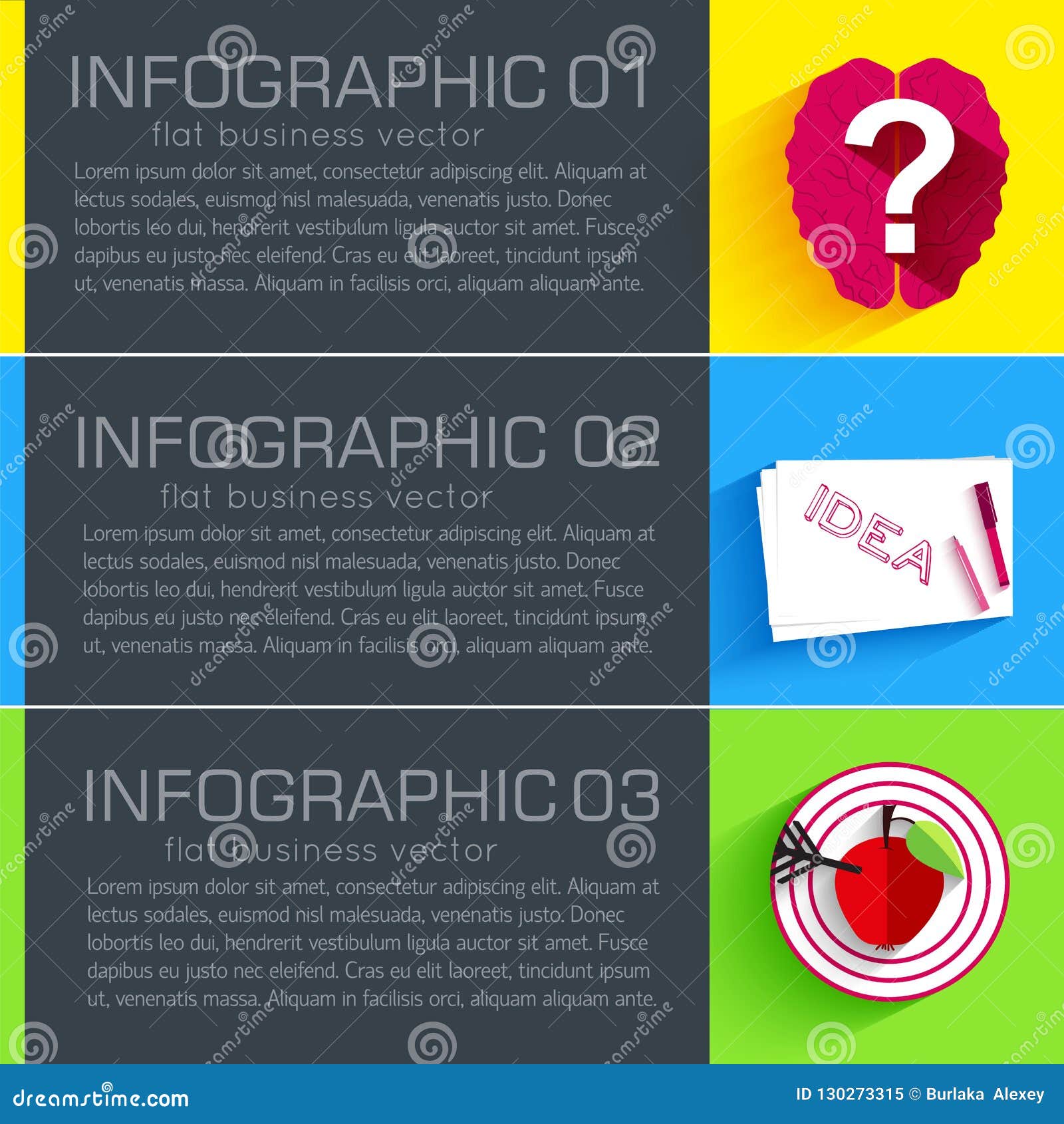 Business Flat Infographic Template Banners with Text Fields. Vector ...