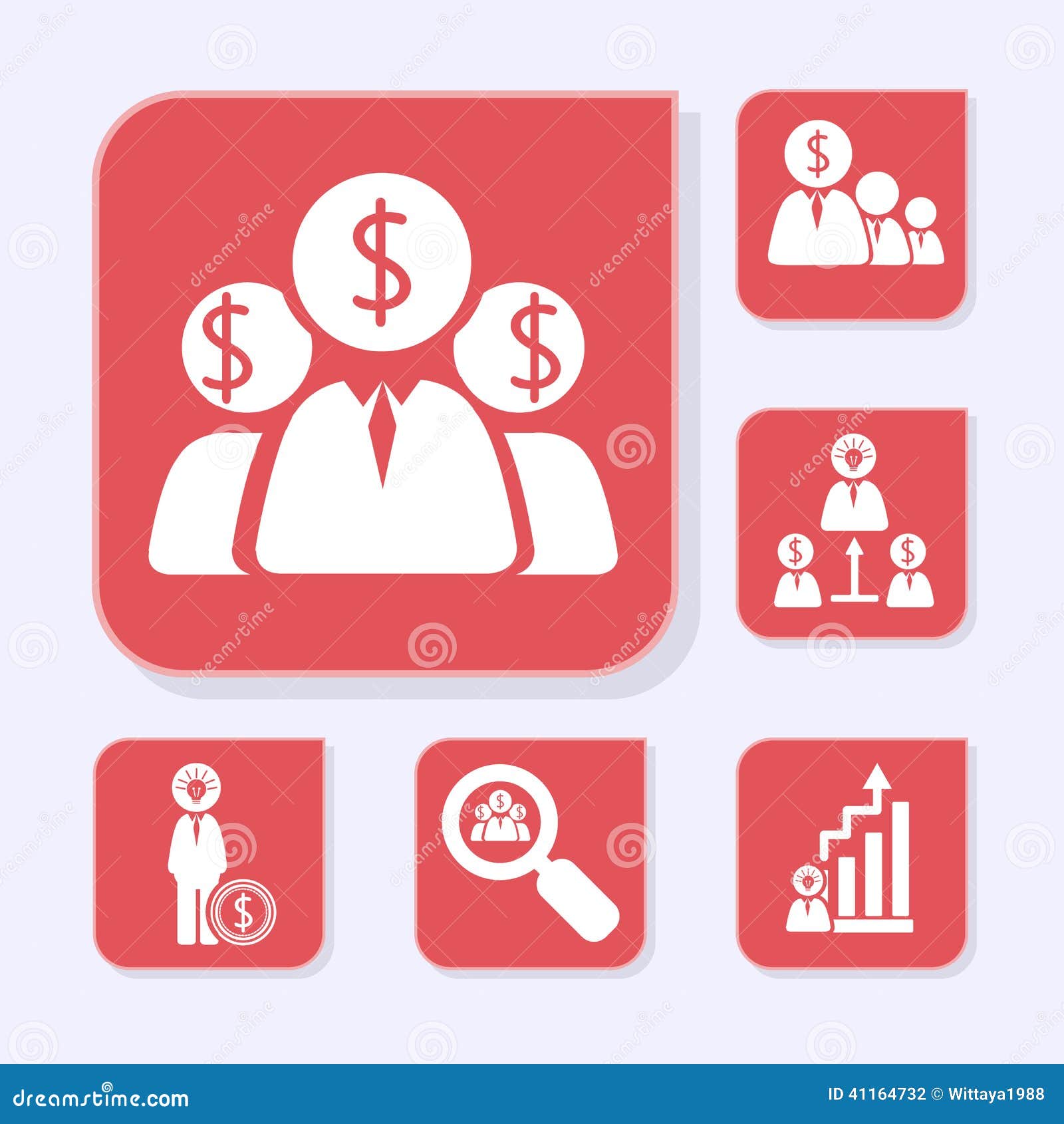 Business flat red icons stock vector. Illustration of benefit - 41164732