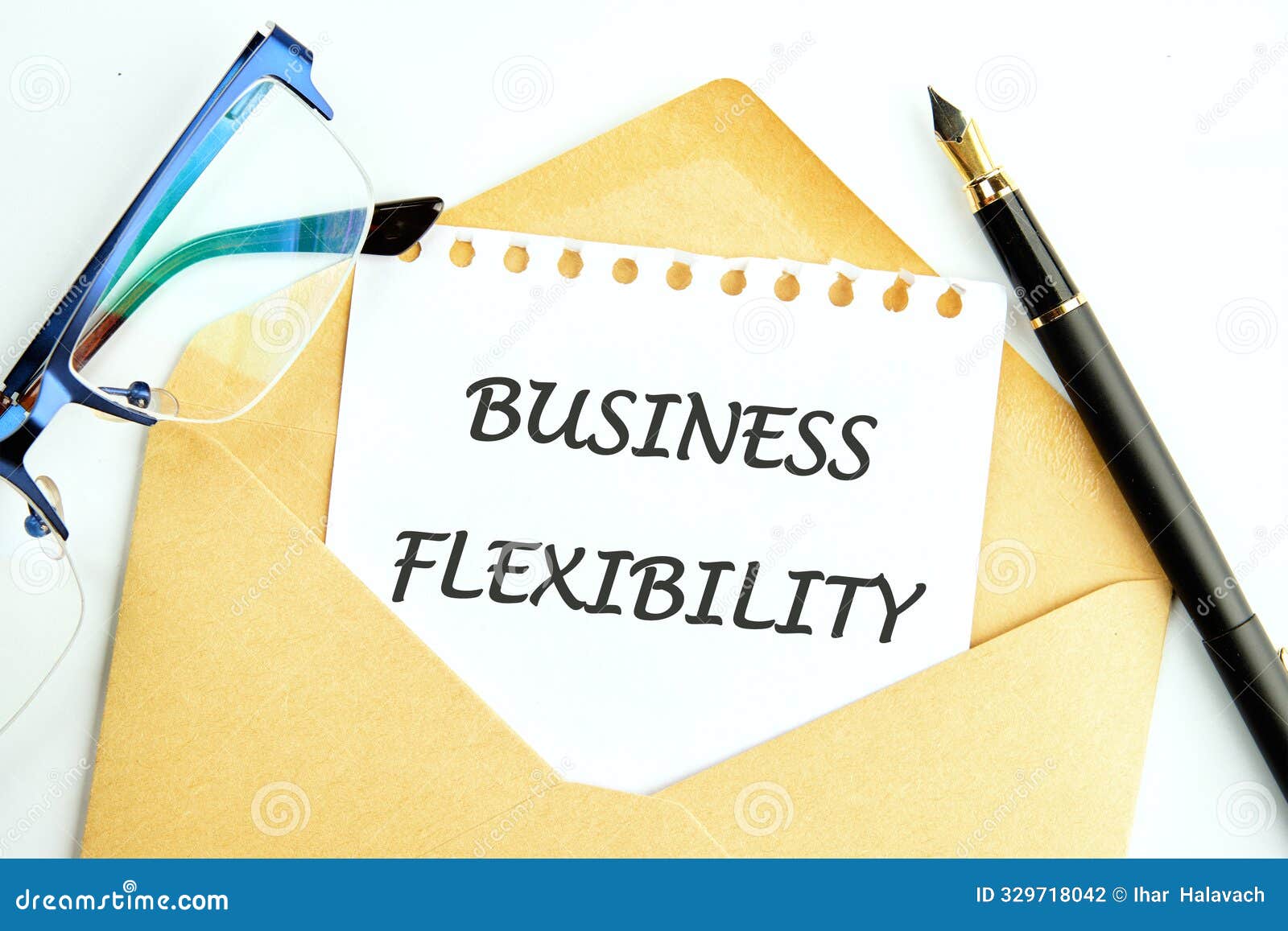BUSINESS FLEXIBILITY Words on a Piece of Paper Sticking Out of a Postal ...