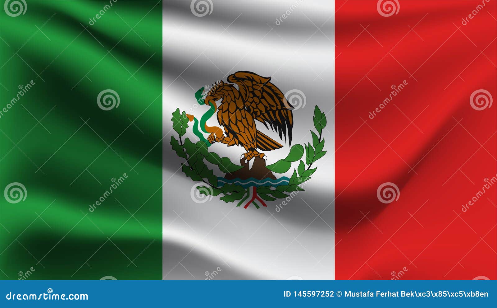 Mexico Flag Mexican Flag Close Up Side Angle 3d Render, Bandera De ...