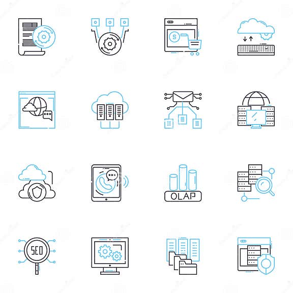 Business Forecasting Linear Icons Set Prediction Projections Forecasting Analytics Planning