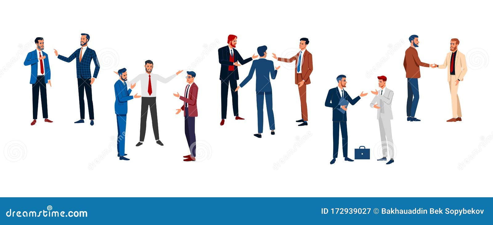 Business Forum. Set Businessmen Different Poses Isolated Flat Vector ...