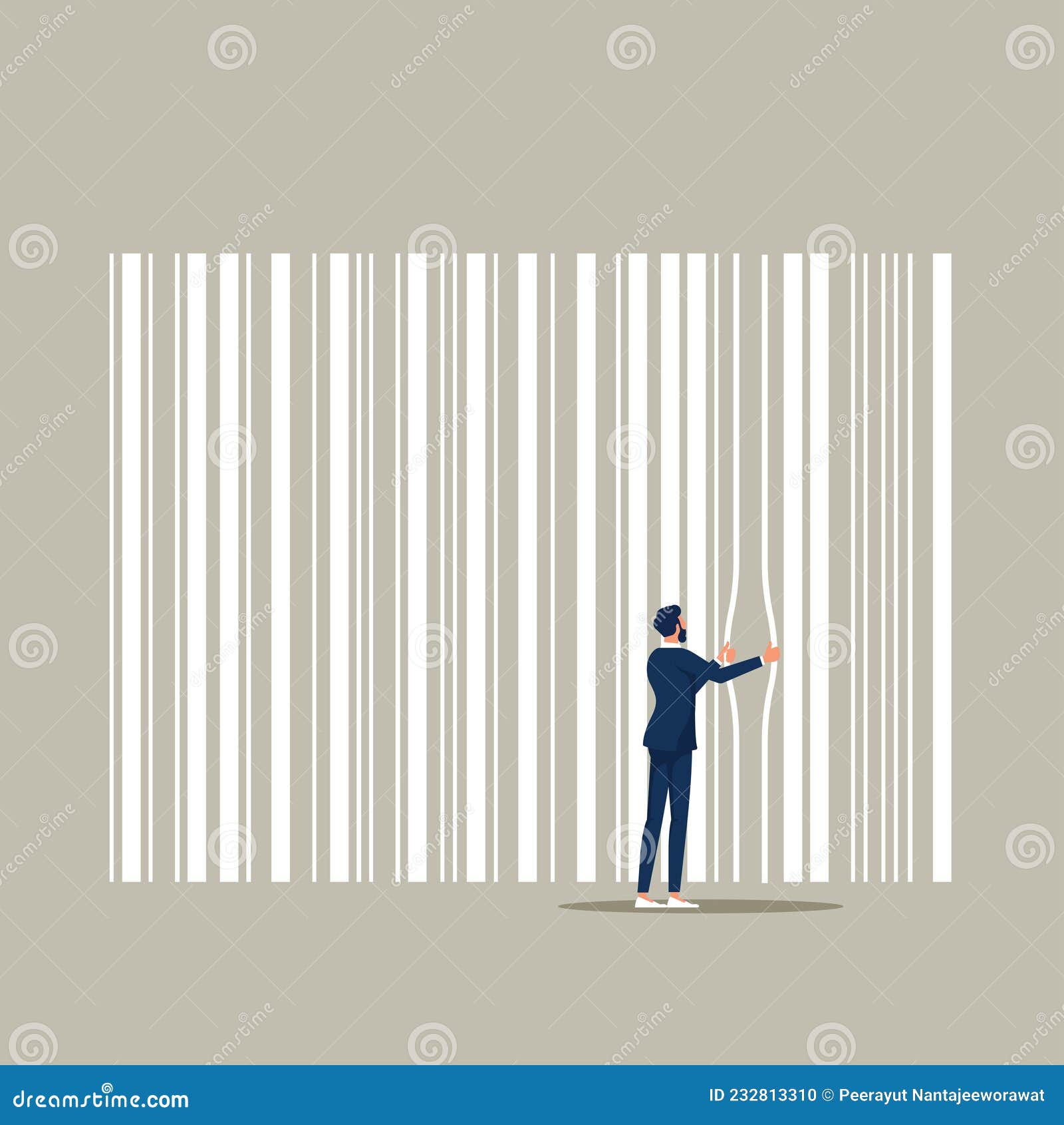 Oppression, Prison And Obstacle Vector Concept. Man Behind Bars. Symbol ...