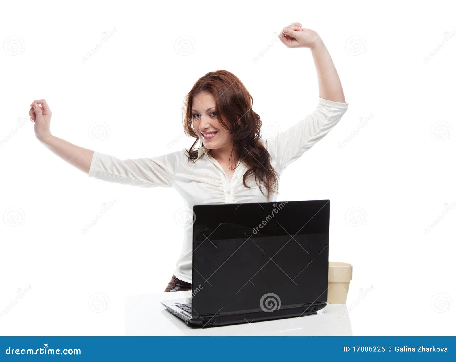 Business Girl Enjoys Successfully Done Work Stock Photo - Image of ...