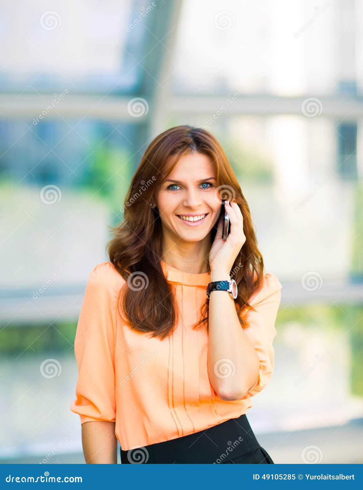 Business girl with phone stock image. Image of friendly - 49105285