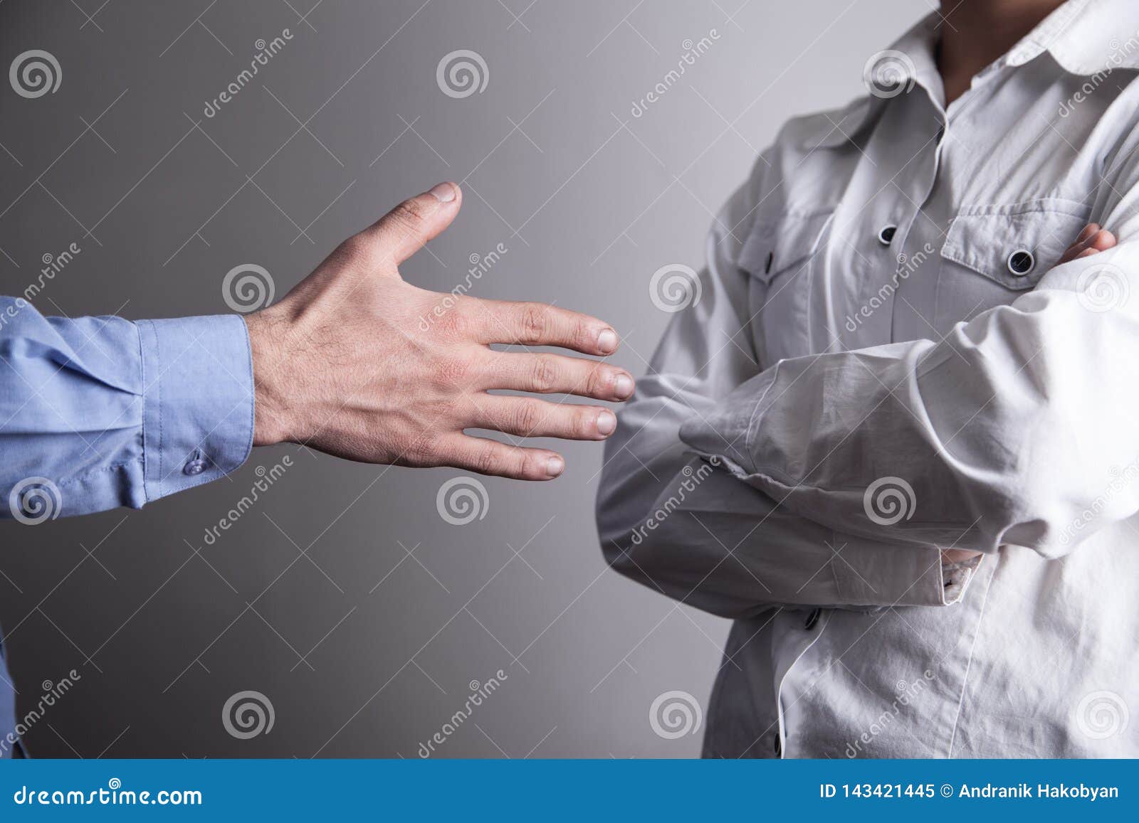 Business Girl Refusing Male Hand To Shake Stock Image - Image of hand ...