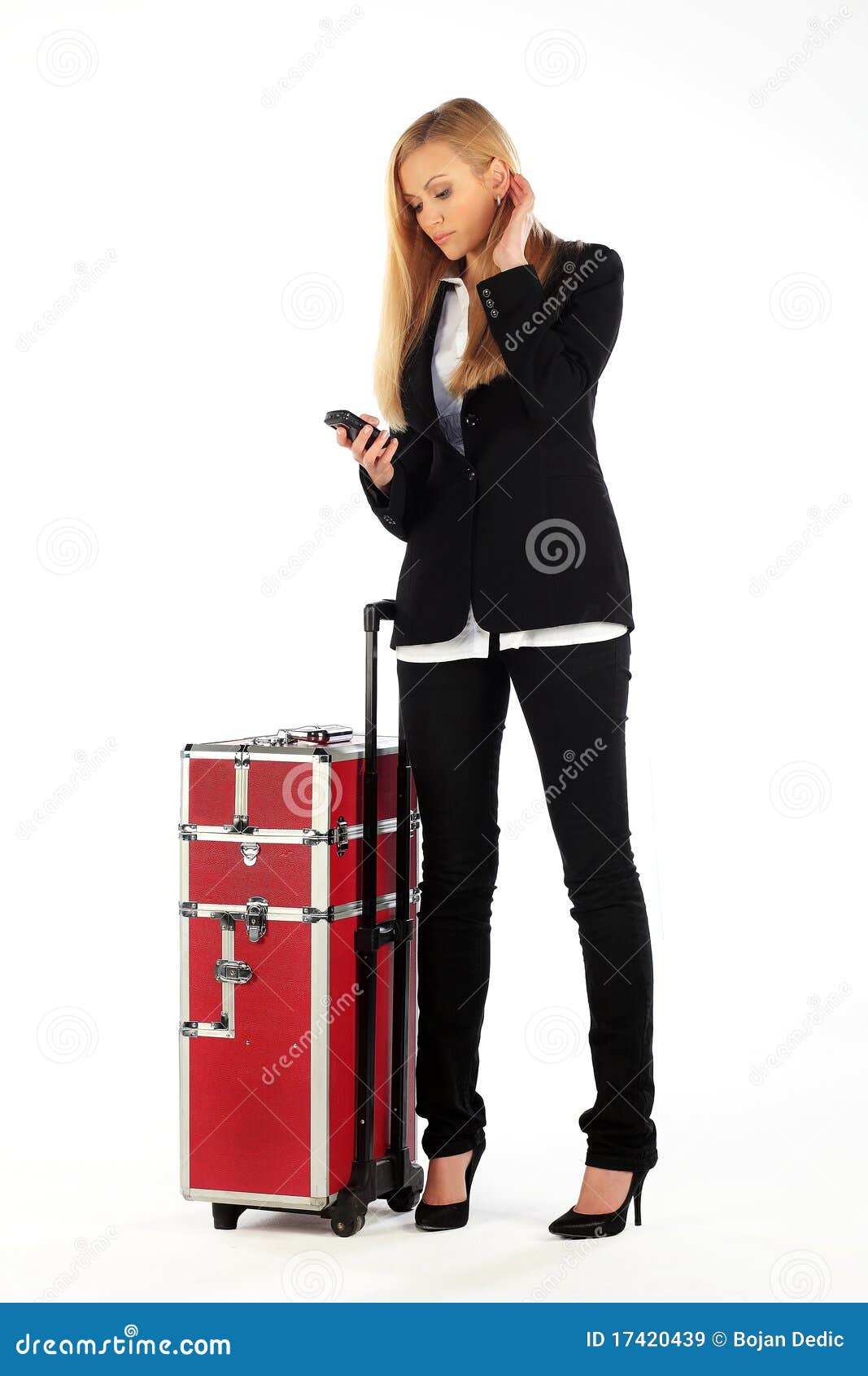 Business Girl on the Trip Calling Stock Image - Image of waiting, girl ...