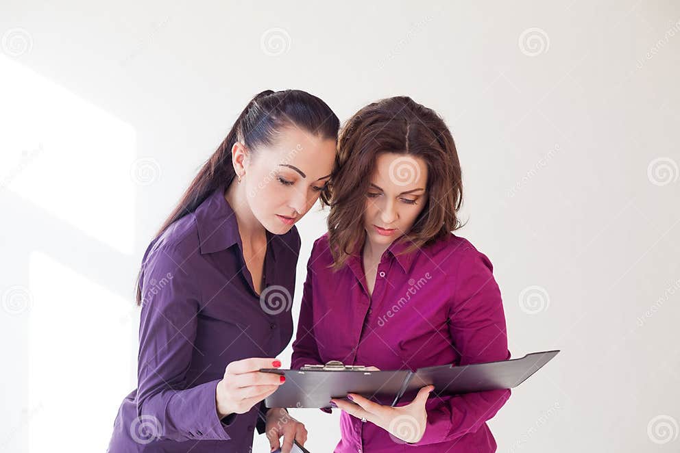 Business Girls Faces with a Folder Documents Stock Image - Image of ...