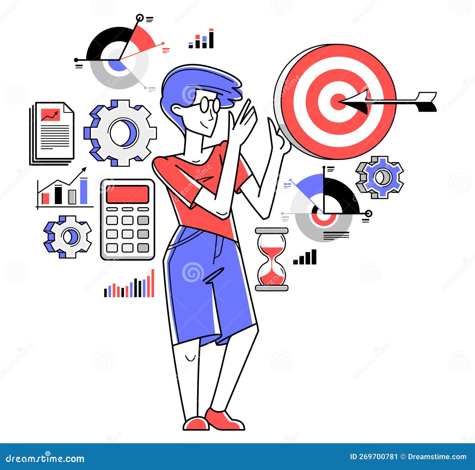 Business Goal Vector Outline Illustration, Business Strategy ...