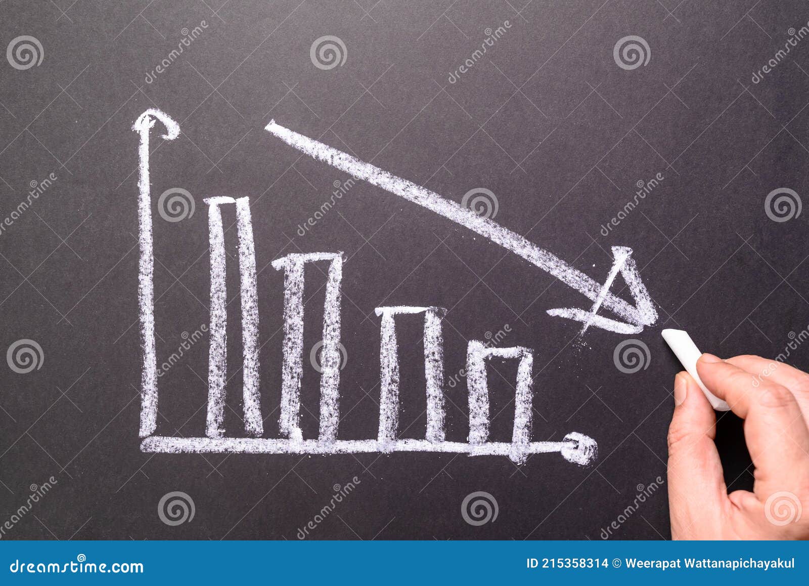 Business Going Down, Decreasing Graph on Chalkboard Stock Photo - Image ...