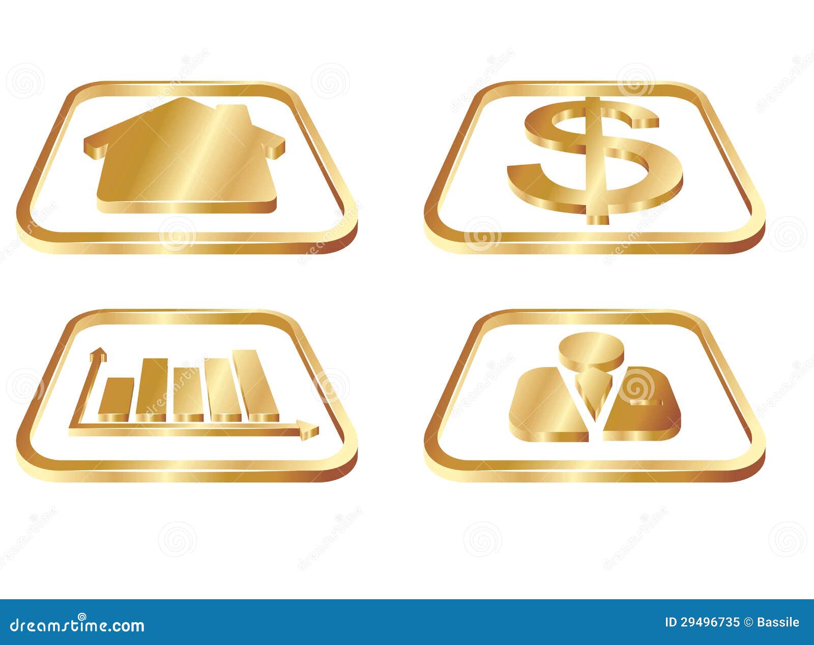 Business Gold Icons Set stock vector. Illustration of global - 29496735