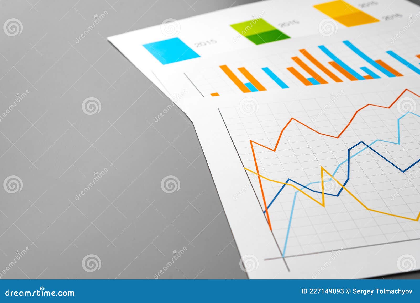 Business Graph Analysis Documents on Gray Background Stock Image ...