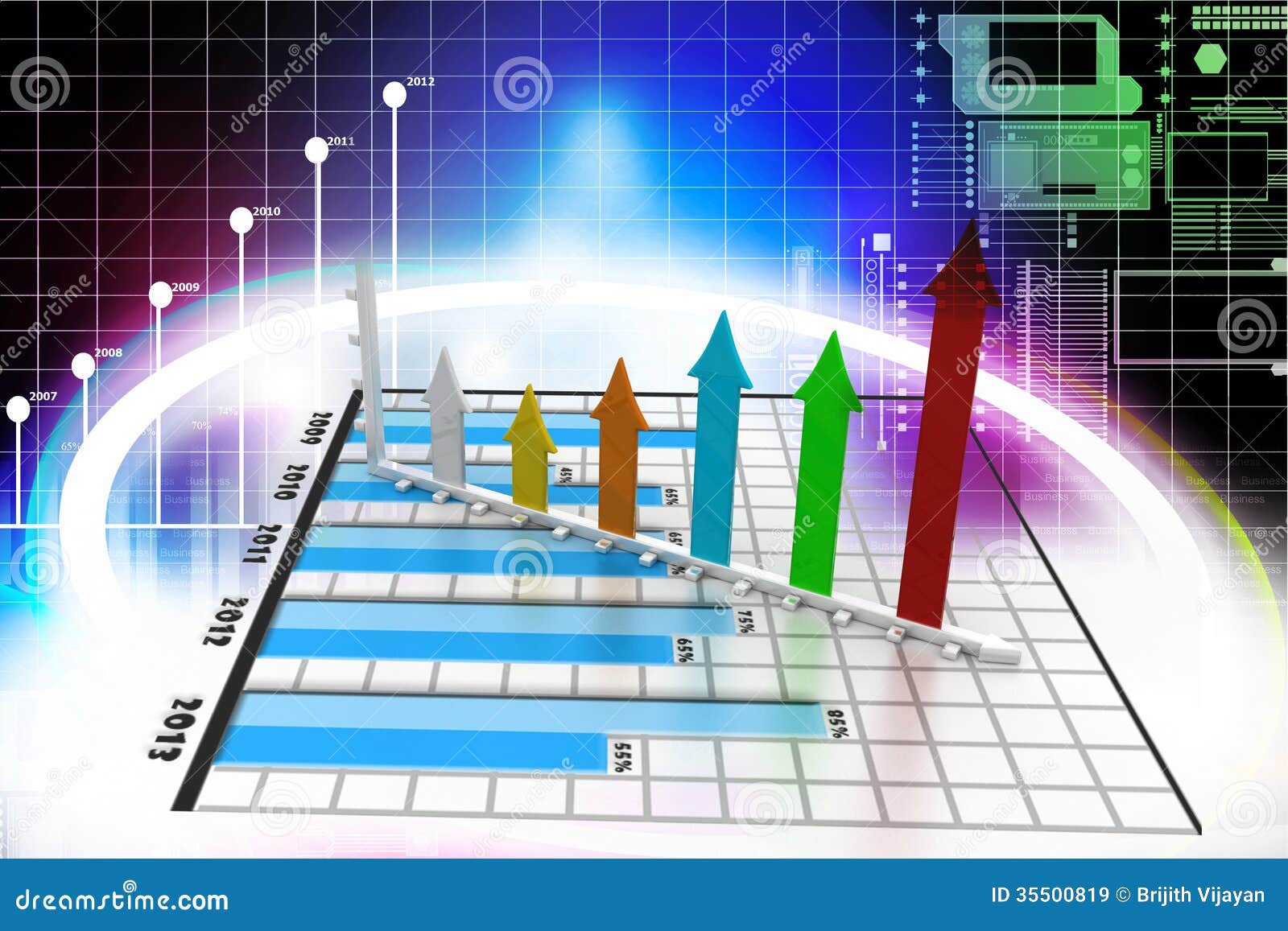 Business graph with arrow stock illustration. Illustration of sign ...
