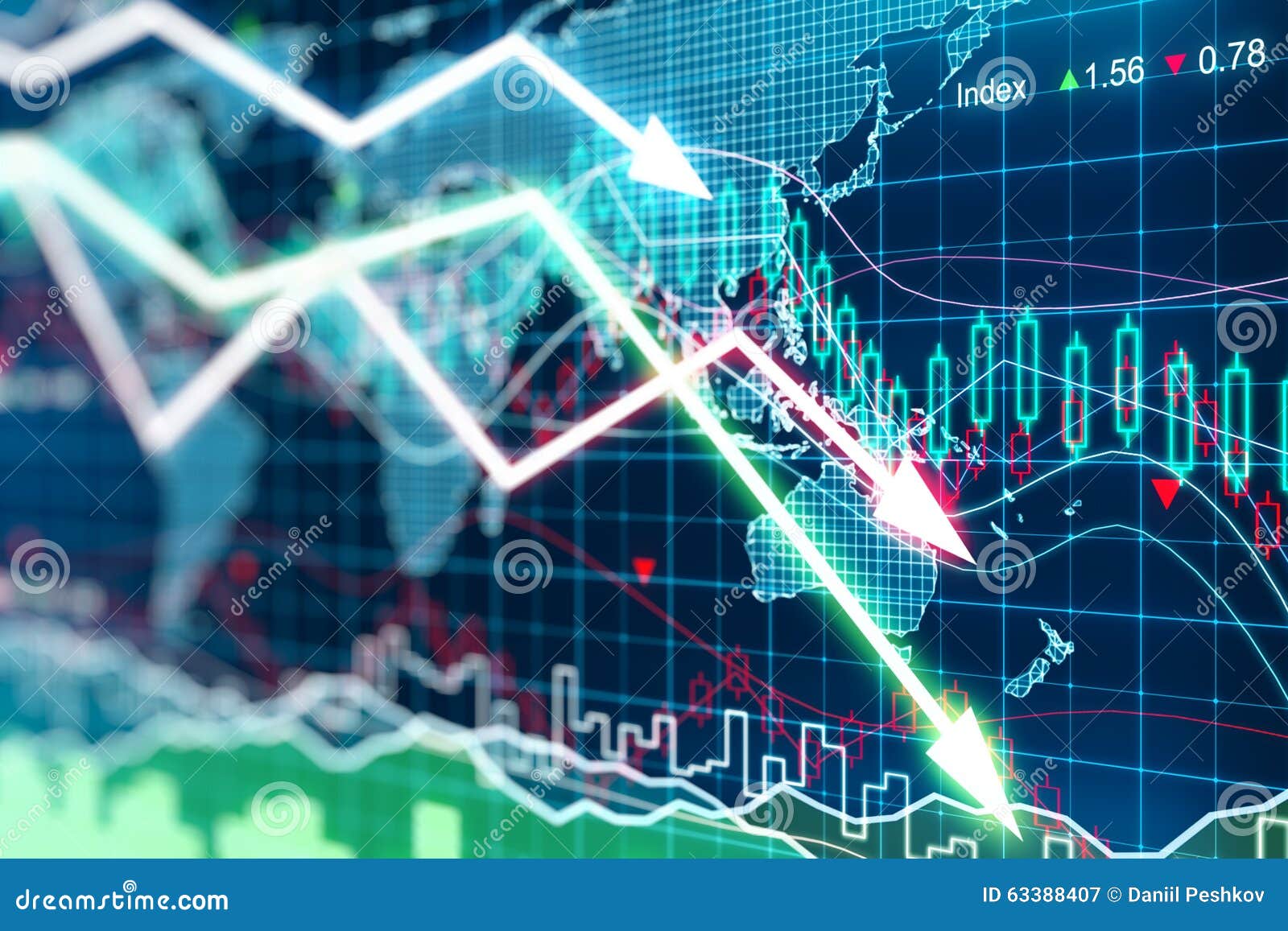Business Graph with Arrows Tending Downwards Stock Illustration ...
