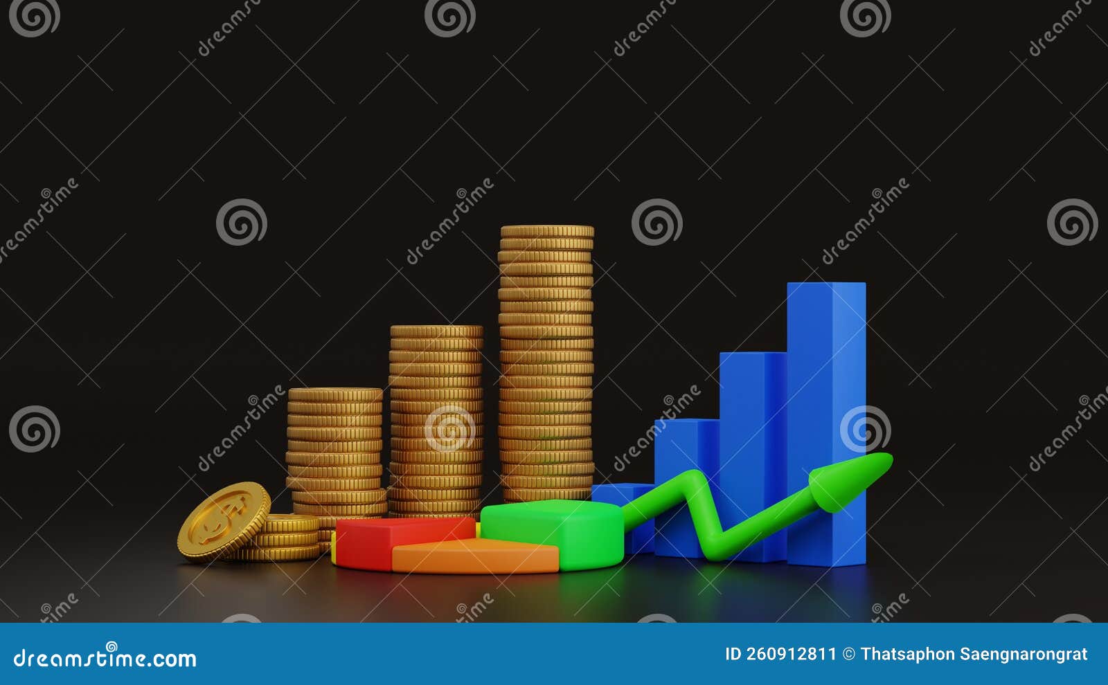 Business Graph or Bar Chart Diagram with Stack of Gold Coin. Growth Business Financial Concept ...