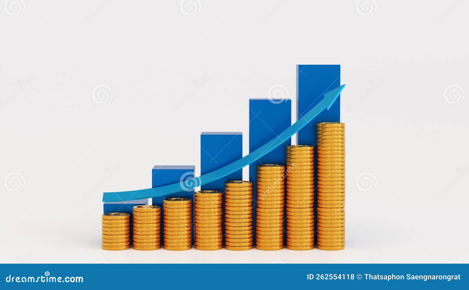 Business Graph or Bar Chart Diagram with Stack of Gold Coin. Growth ...