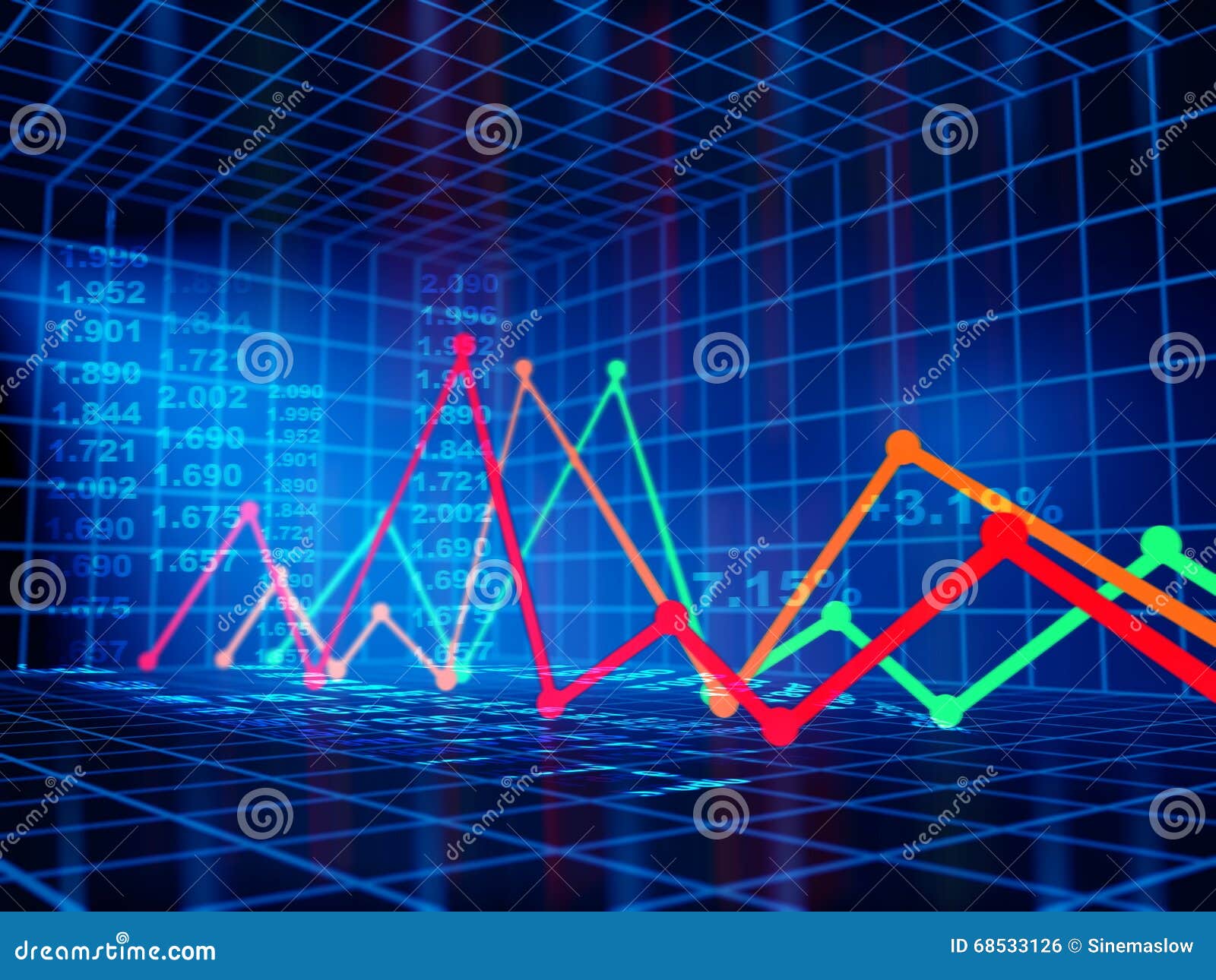 Business Graph in Blue Background Stock Illustration - Illustration of ...