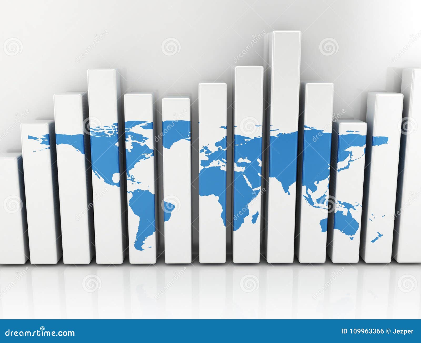 Business Graph with Blue World Map Stock Illustration - Illustration of ...