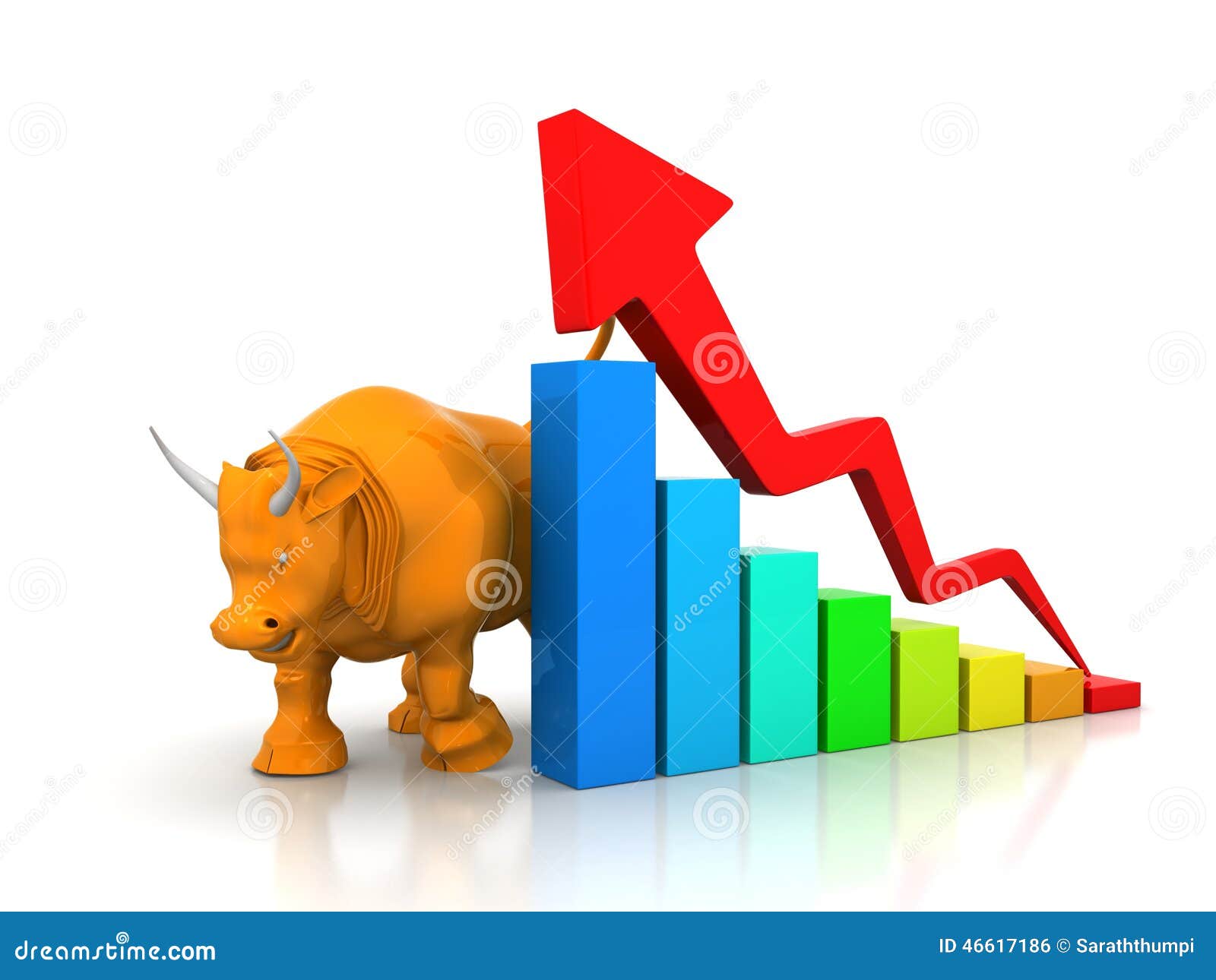 Business graph with bull stock illustration. Illustration of ...